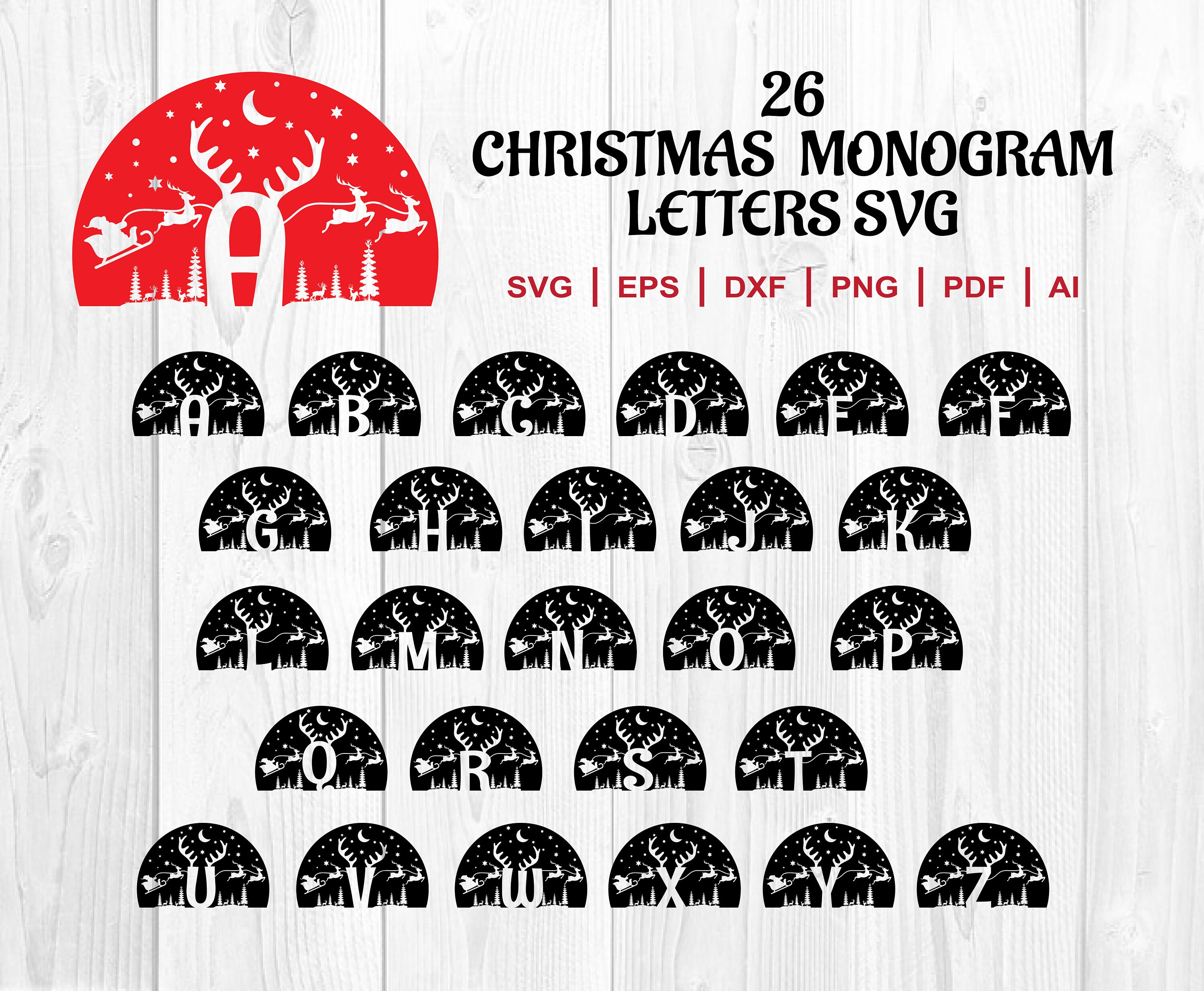 Christmas Font SVG, Christmas Svg, Christmas Monogram, Font Svg ...