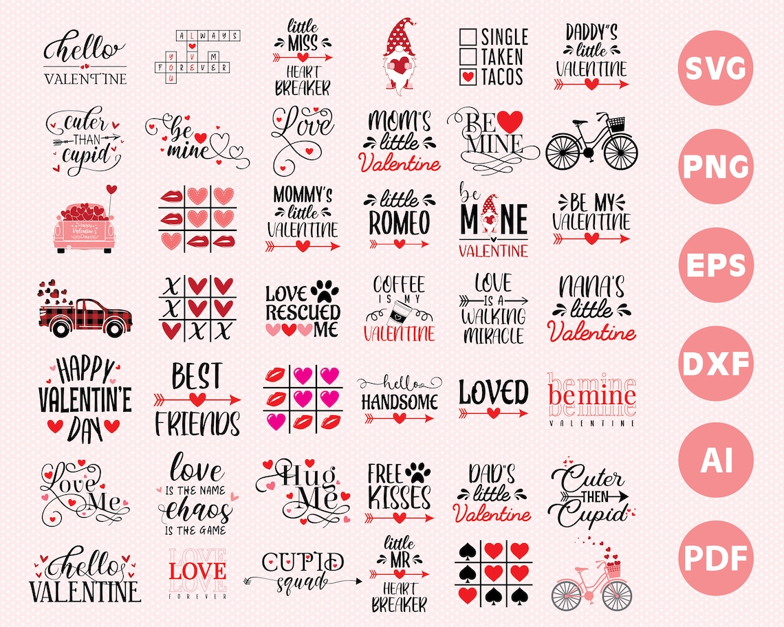 Valentines Svg Bundle Valentine Day Svg Love Svg Valentine | Etsy