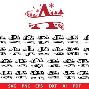 175 Christmas Monogram Bundle Svg Christmas Letter Svg Christmas Split ...