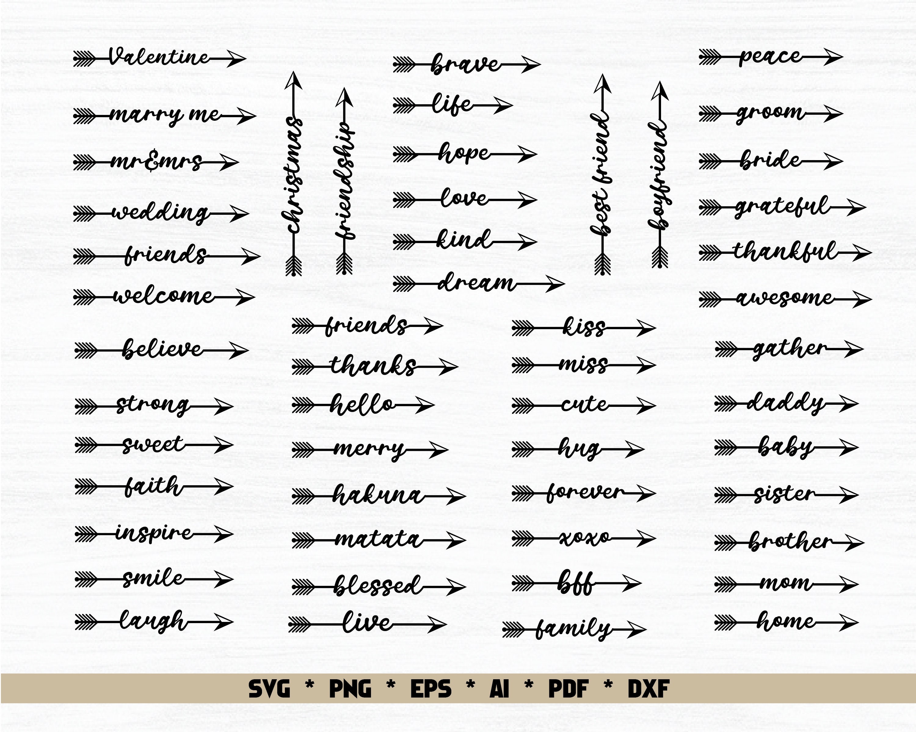 225Arrow svg Bundle Arrow Words Svg Arrow Clipart Arrows | Etsy