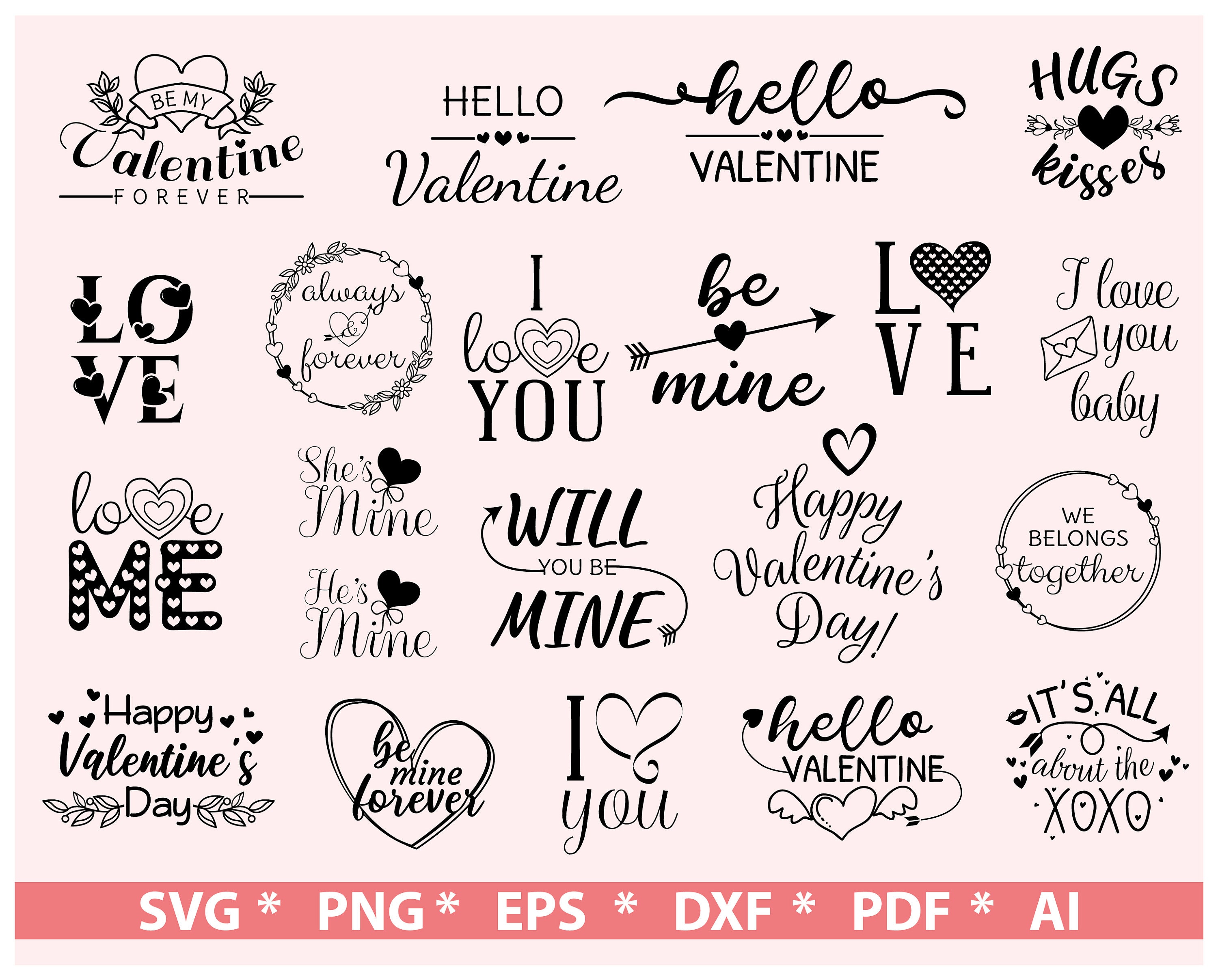 Valentines Svg Bundle, Valentine Day Svg, Love Svg, Valentine Svg ...