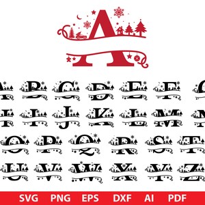 175 Christmas Monogram Bundle Svg Christmas Letter Svg Christmas Split ...