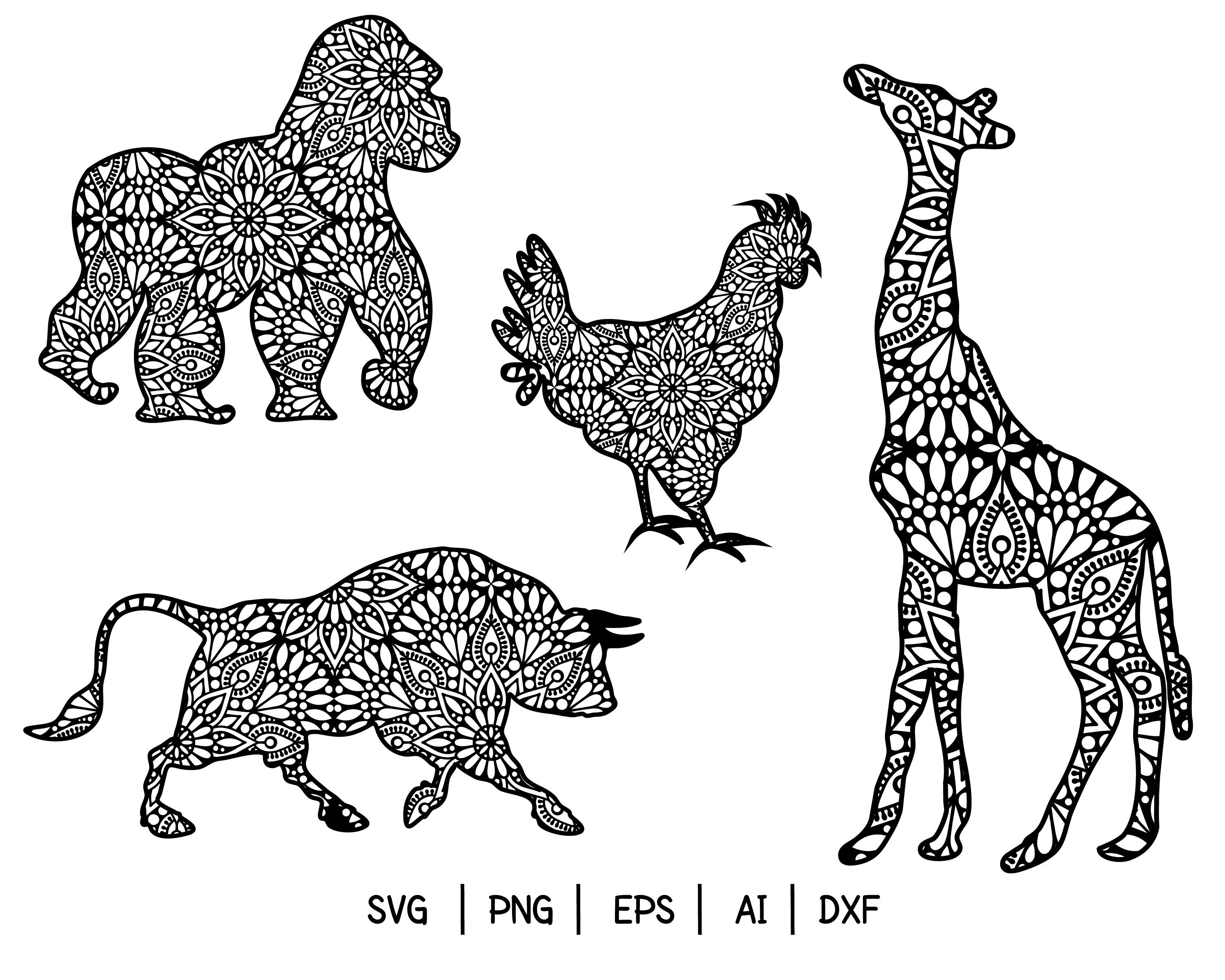 Animal Mandala Svg Animal Svg Bundle Mandala Svg Animal - Etsy