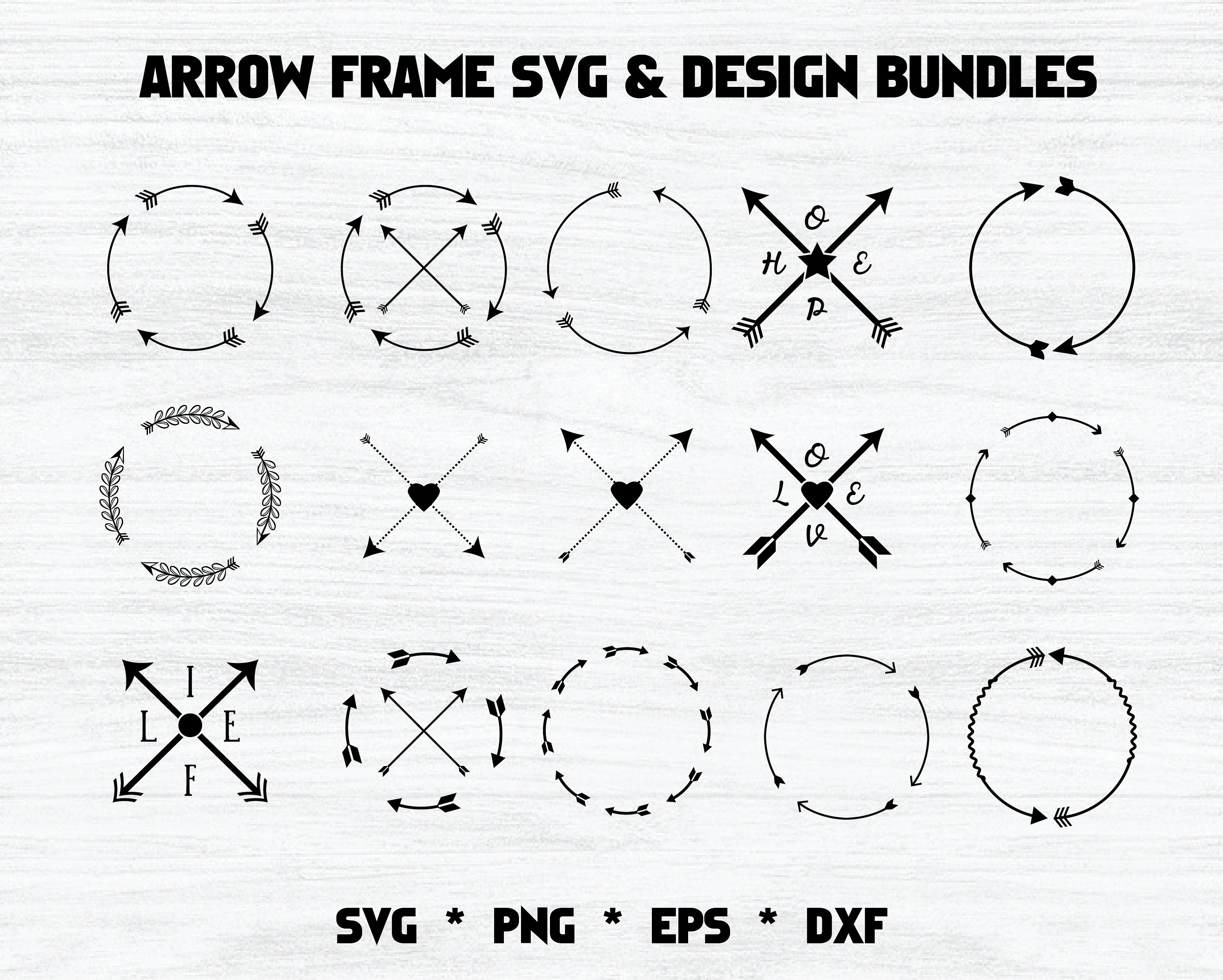 Wreath Arrow Svg Arrow SVG Bundle Arrow Circle Frame Heart - Etsy