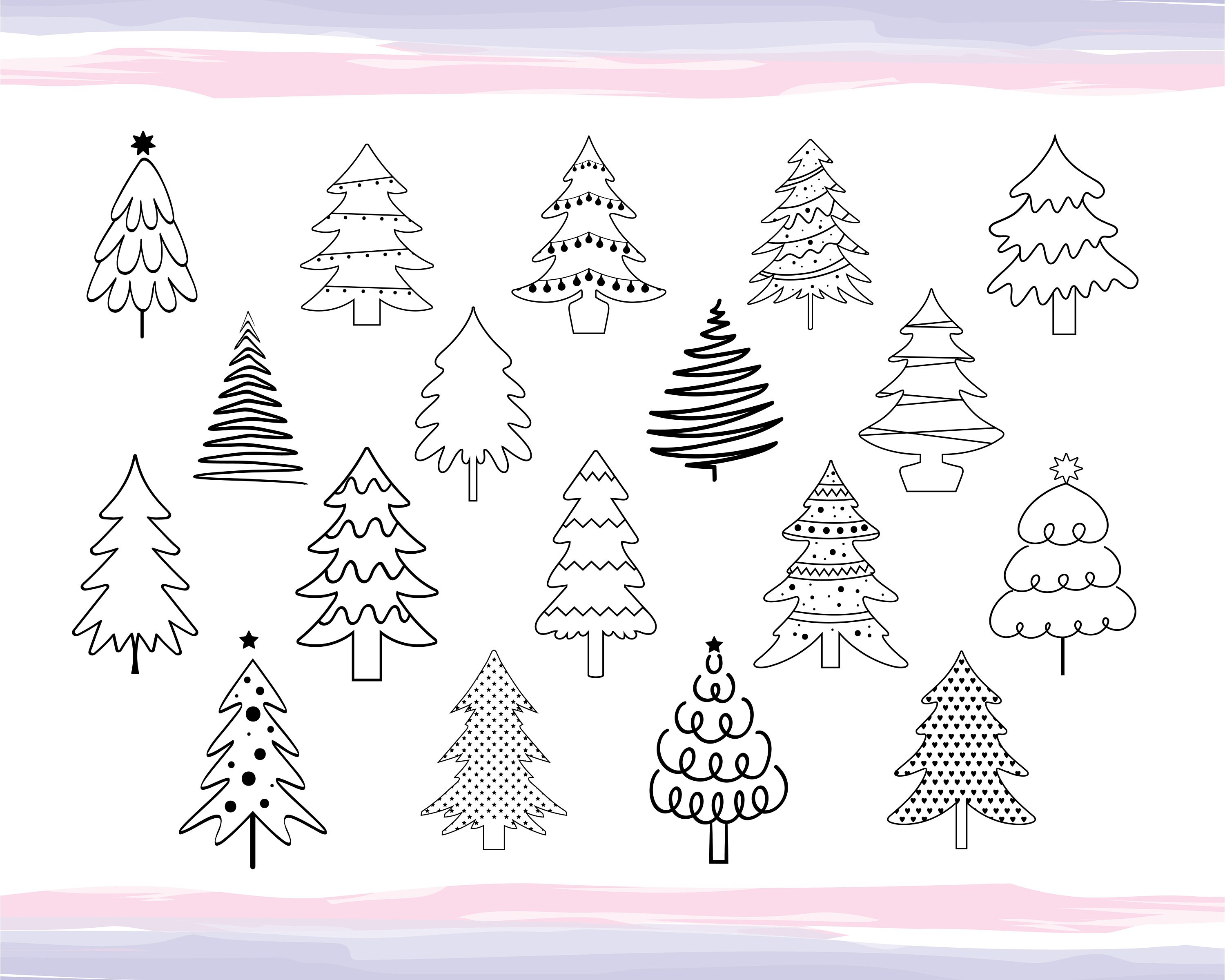 Christmas Tree Svg Bundle Christmas Tree Doodles Drawing - Etsy