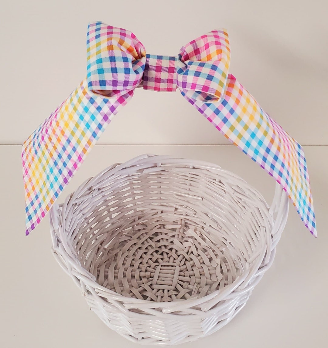 BOW FOR Basket, Multicolor Easter Basket Bow, Bow for Monograming, Blank Bow, Blank Easter Bow ...