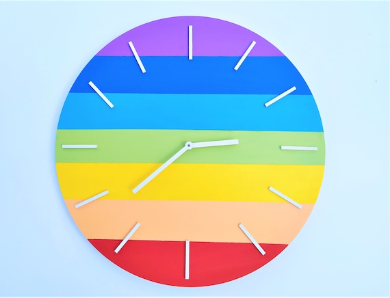 Cool and Colourful Wall Clock Rainbow Wall Clocks Wooden - Etsy