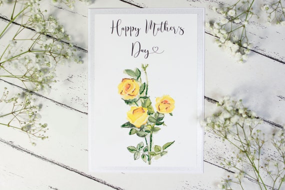 Yellow rose card | Etsy