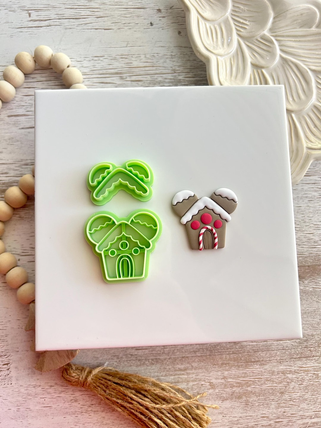 Gingerbread House With Snow Cutout Polymer Clay Cutter Christmas Clay ...