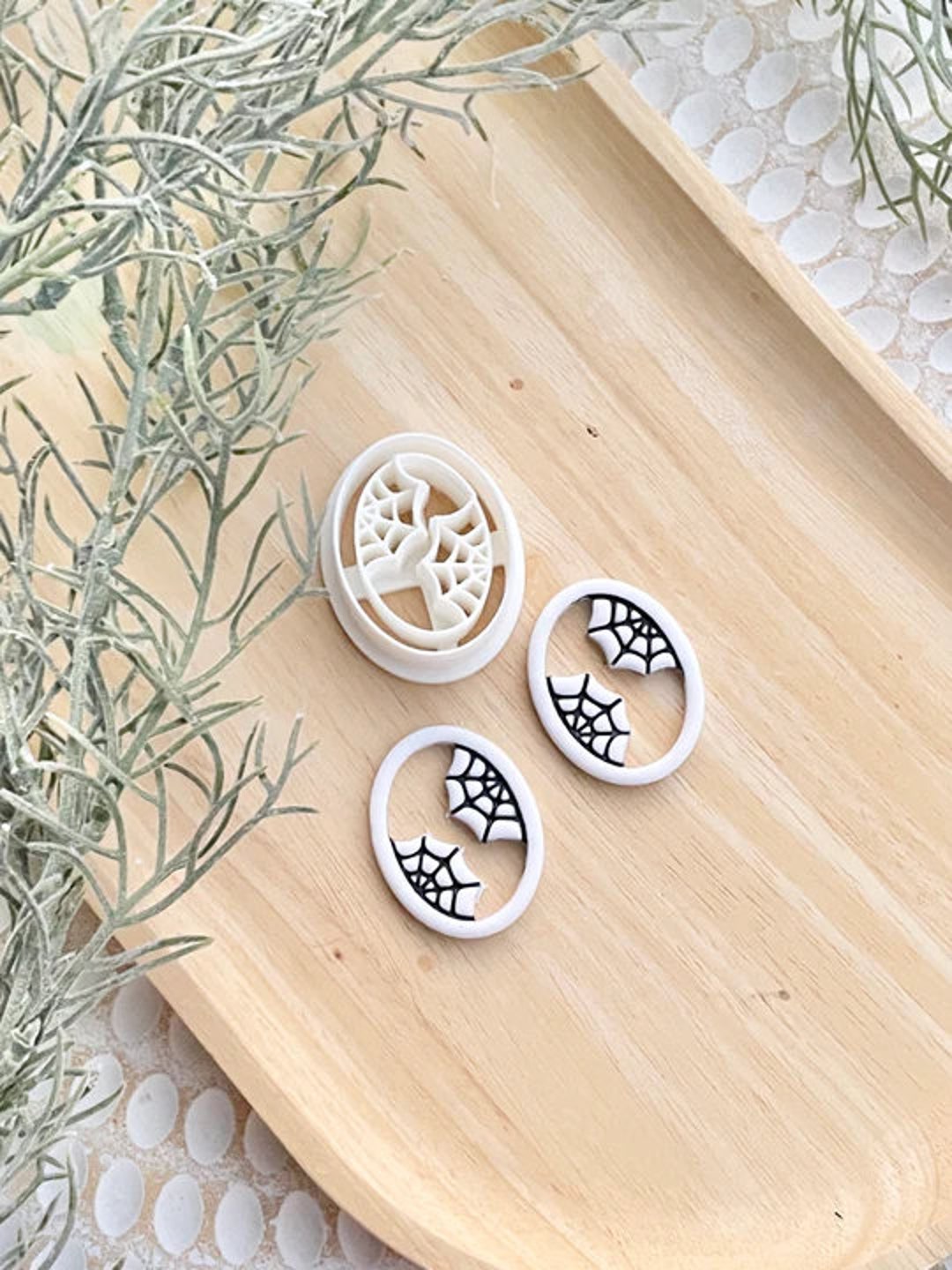 Cobweb Oval Spider Webs Halloween Fall Polymer Clay Cutter Set Earring ...