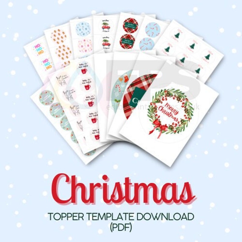 Christmas Edible Topper Template Download for Cupcake Toppers, Cake and ...