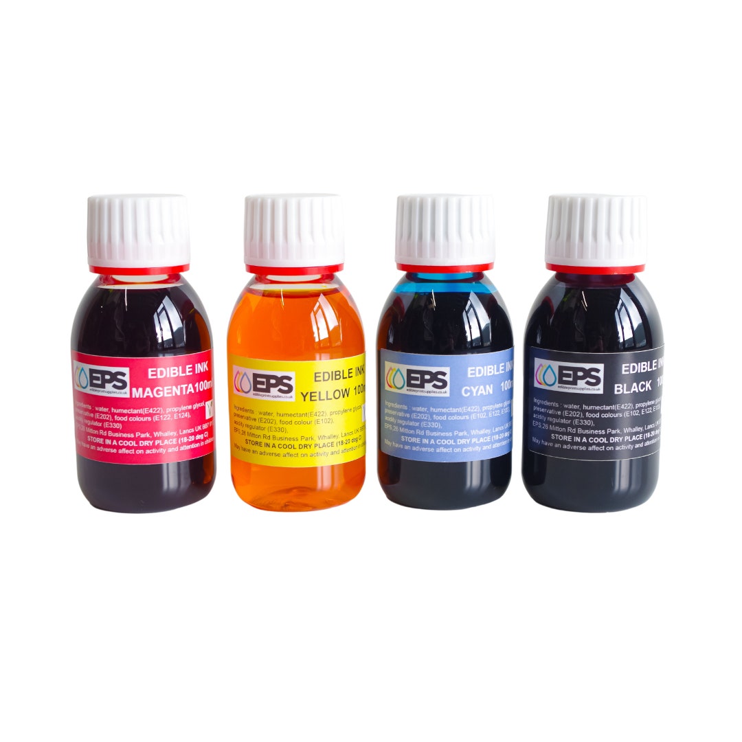 Edible Ink Refill Set for Edible Printer - 4 X 100ml Edible Ink Bottles ...
