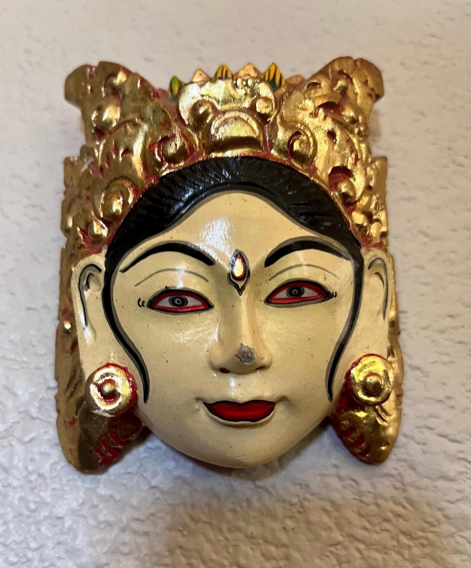 Vintage Handpainted Wood Carved india Face Mask, Wall Hanging - Etsy