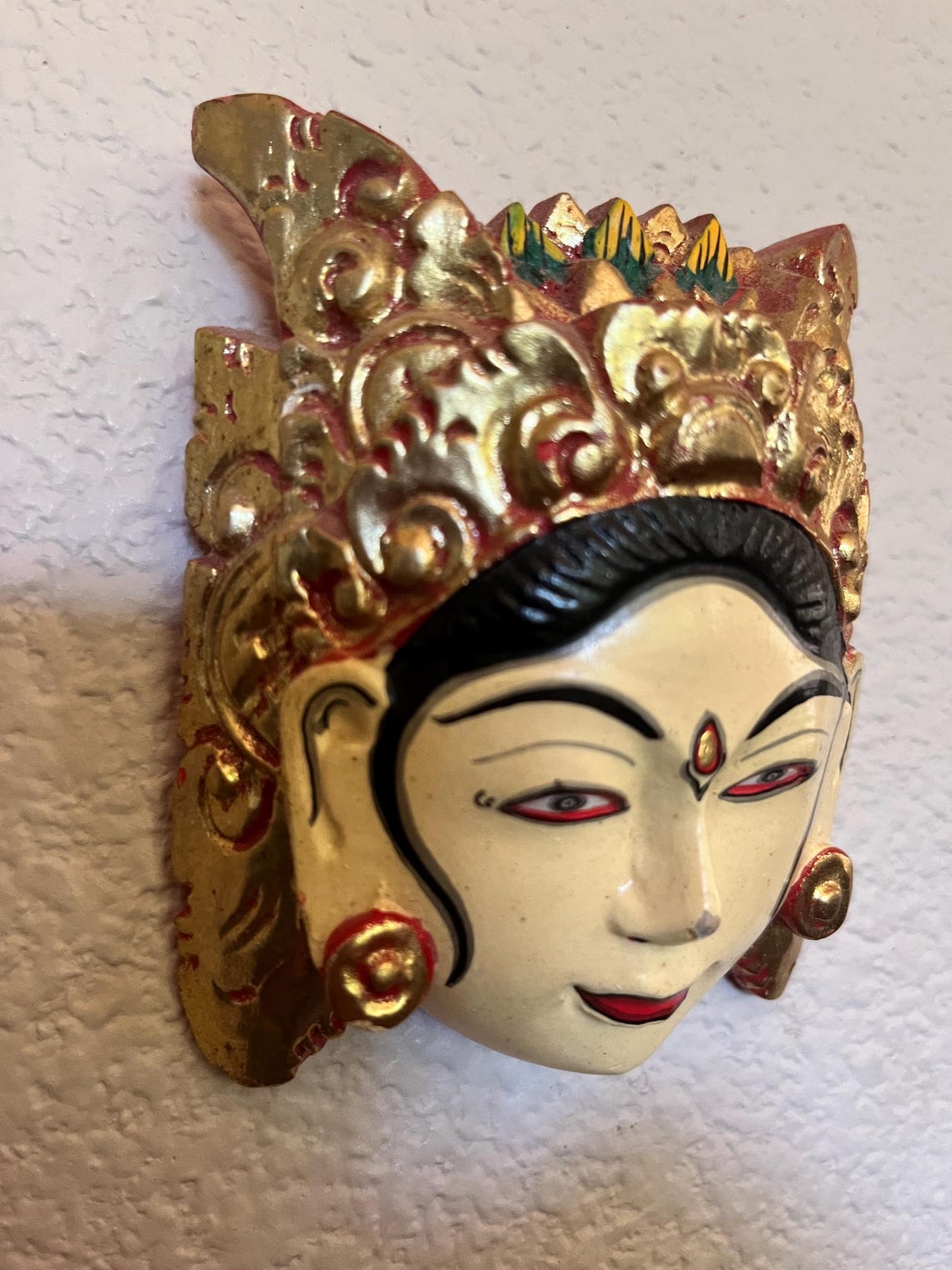 Vintage Handpainted Wood Carved india Face Mask, Wall Hanging - Etsy