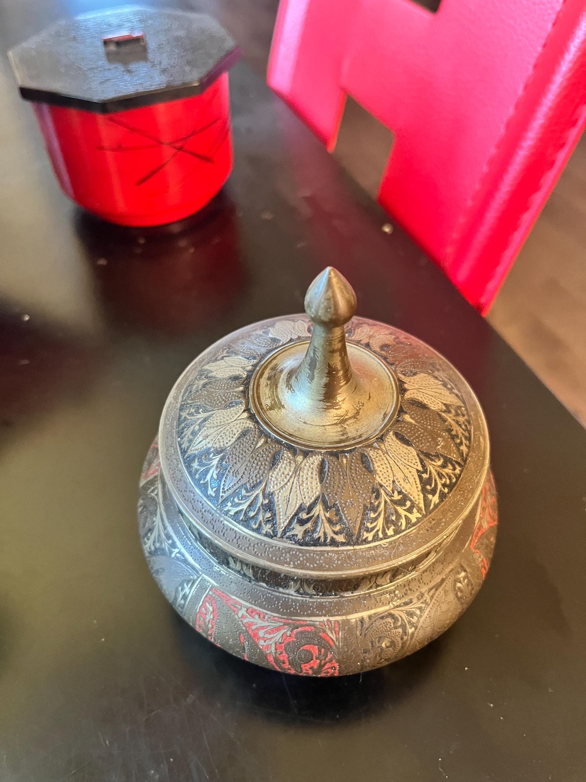Indian or Middle Eastern Metal Jar or Box With Elaborate Design - Etsy
