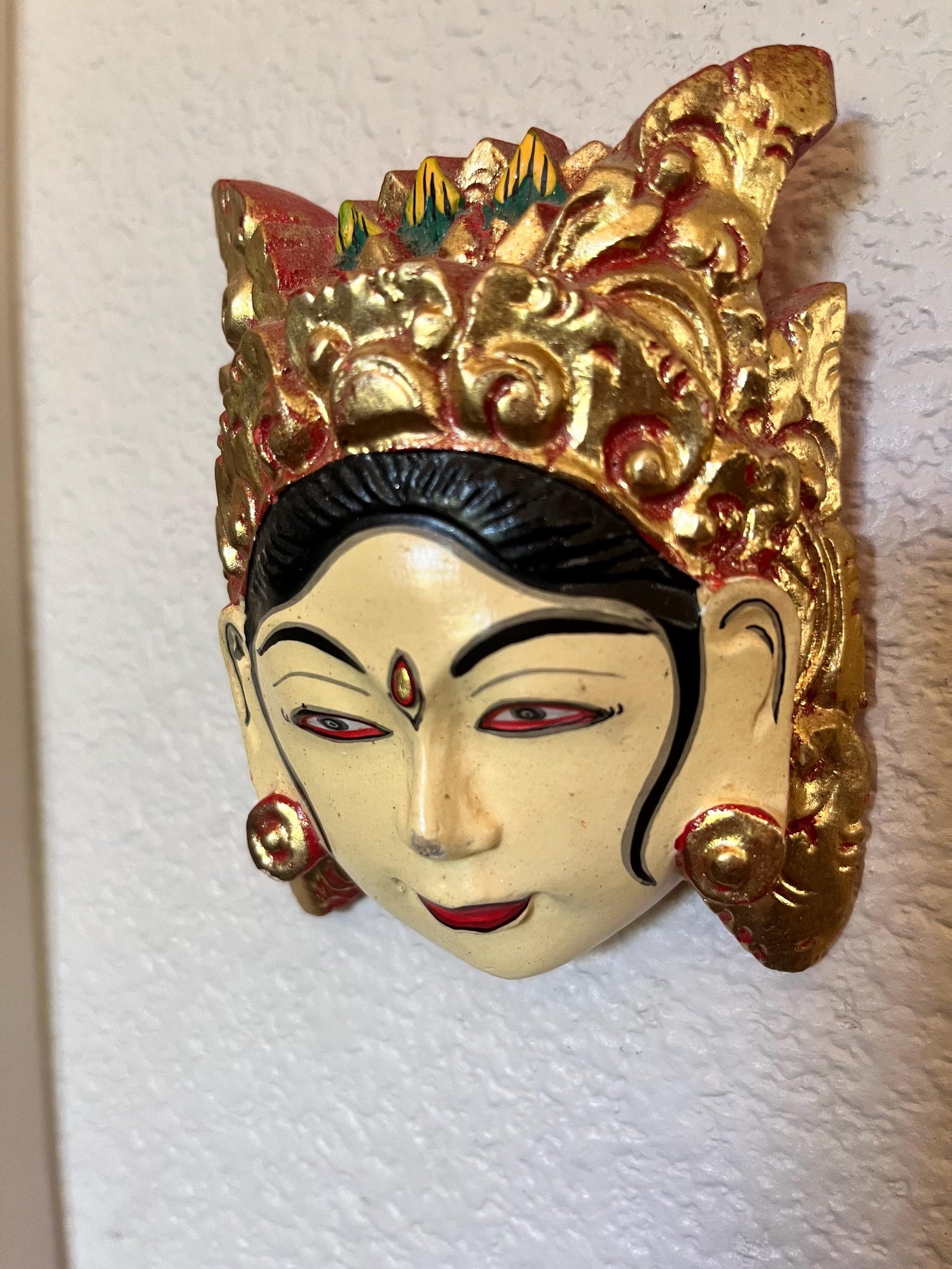 Vintage Handpainted Wood Carved india Face Mask, Wall Hanging - Etsy