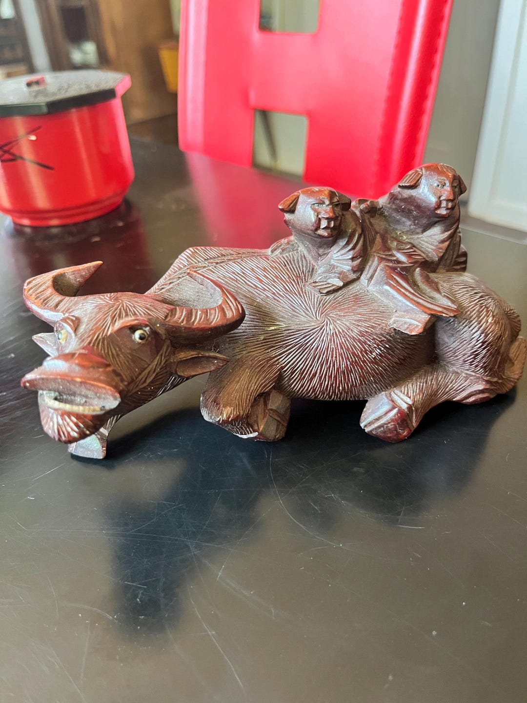 Vintage Chinese Wood Carved Water Buffalo W Passengers - Etsy