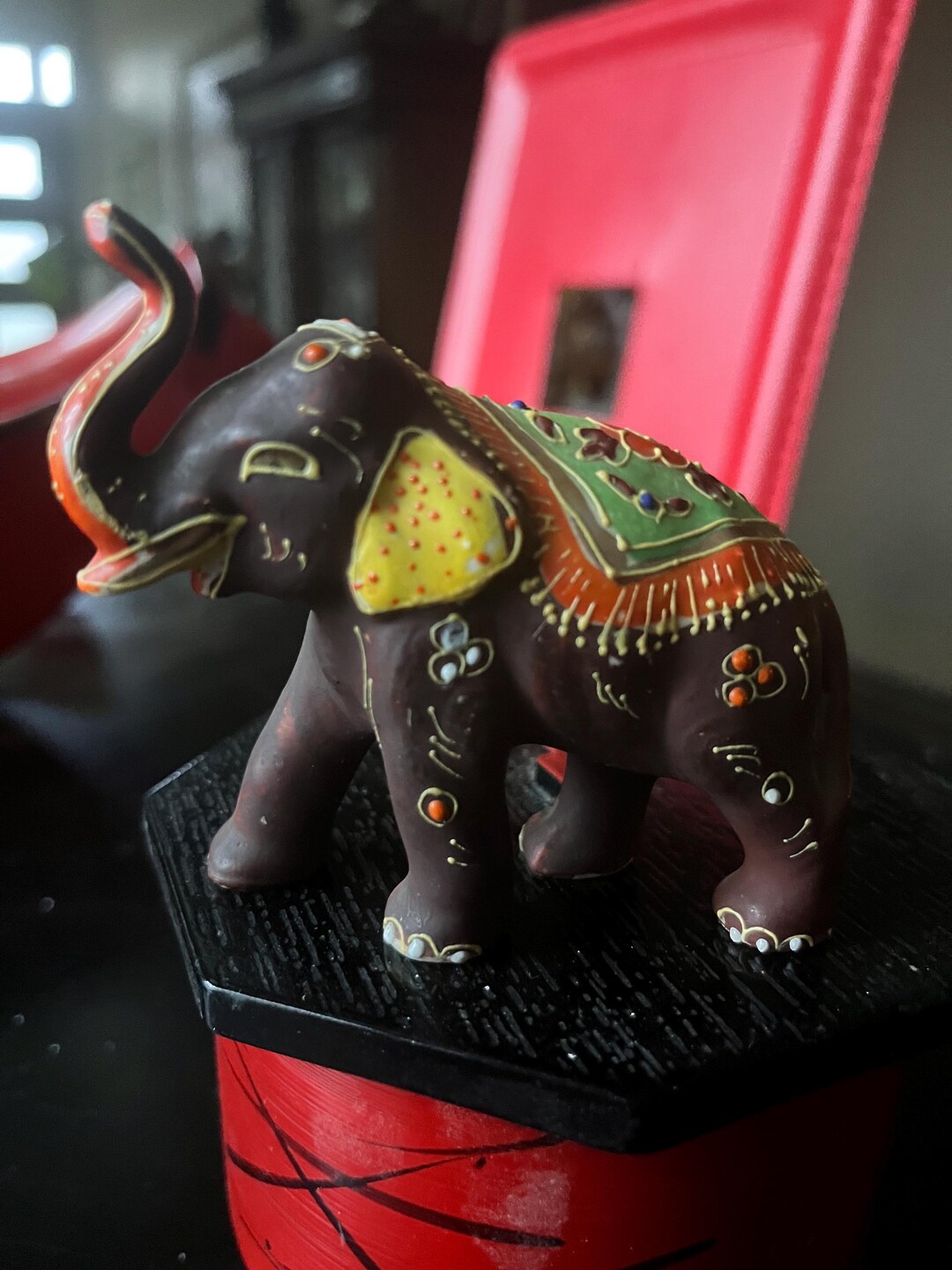 Perfect, Mid Century Satsuma Moriage Elephant Figurine, Japan - Etsy