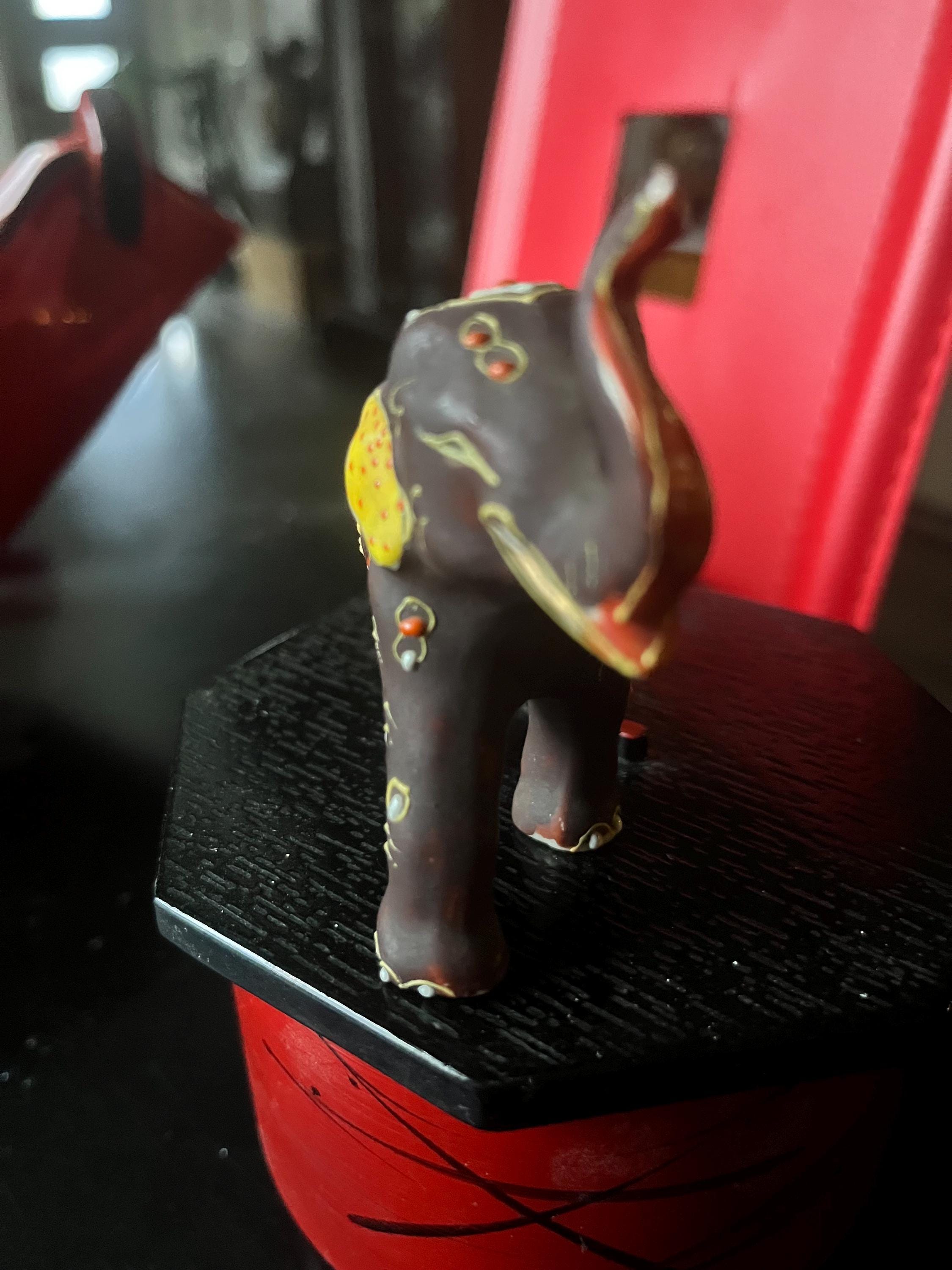 Perfect, Mid Century Satsuma Moriage Elephant Figurine, Japan - Etsy