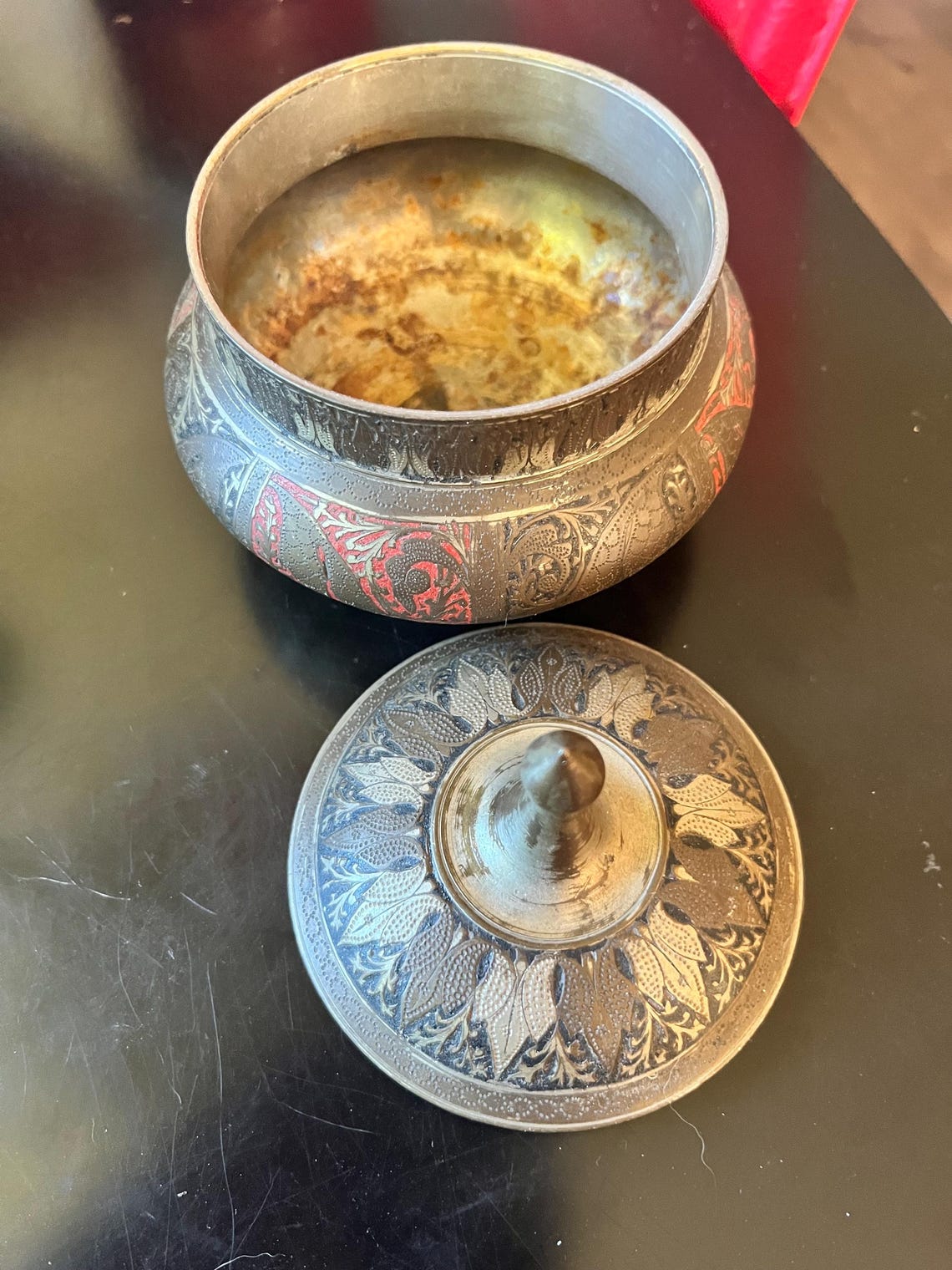 Indian or Middle Eastern Metal Jar or Box With Elaborate Design - Etsy