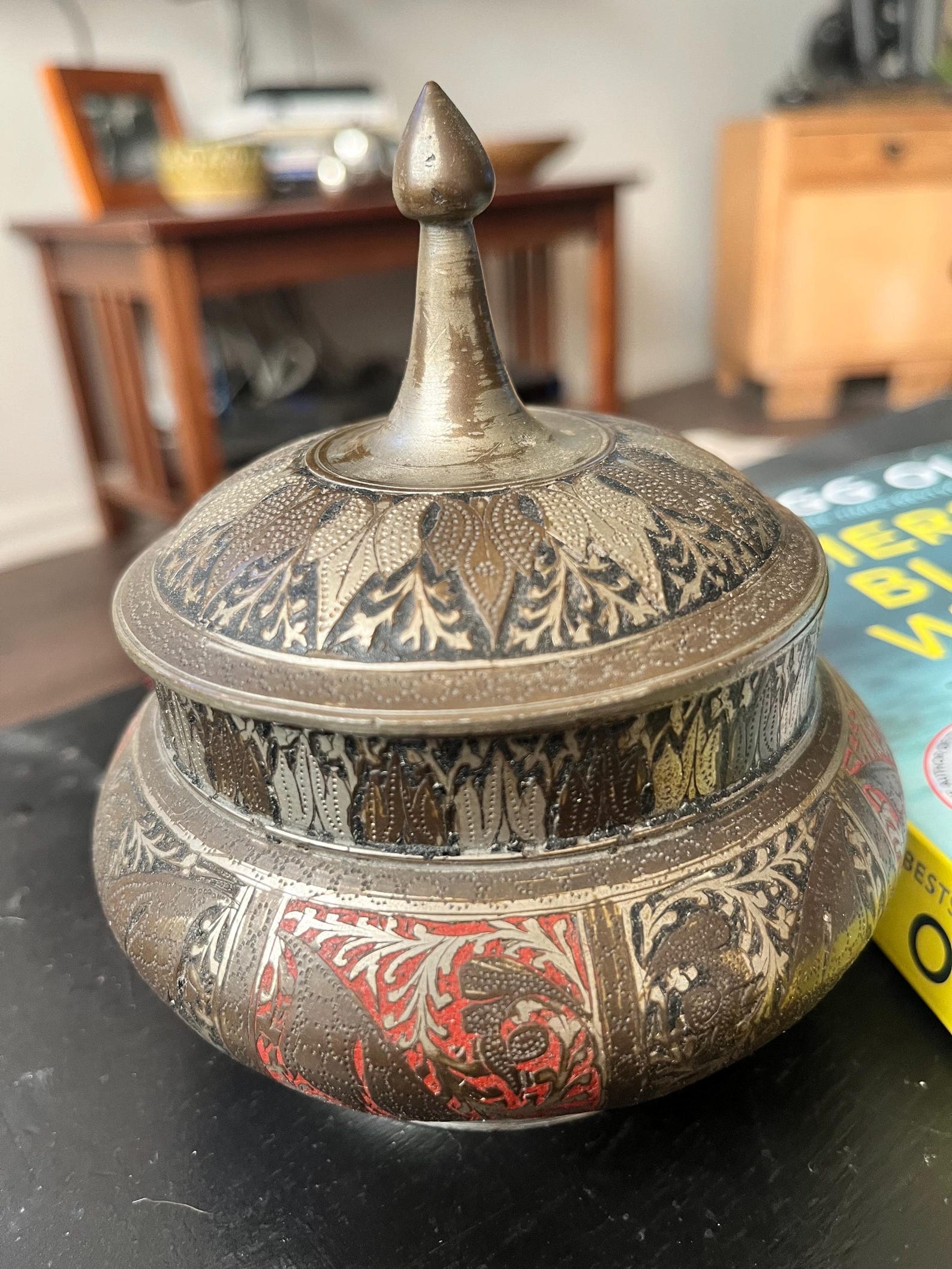 Indian or Middle Eastern Metal Jar or Box With Elaborate Design - Etsy