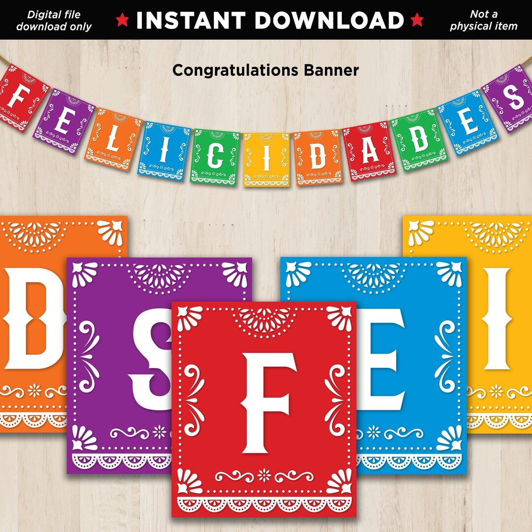 Felicidades Congratulations Banner, Spanish Banner, Fiesta, Spanish ...