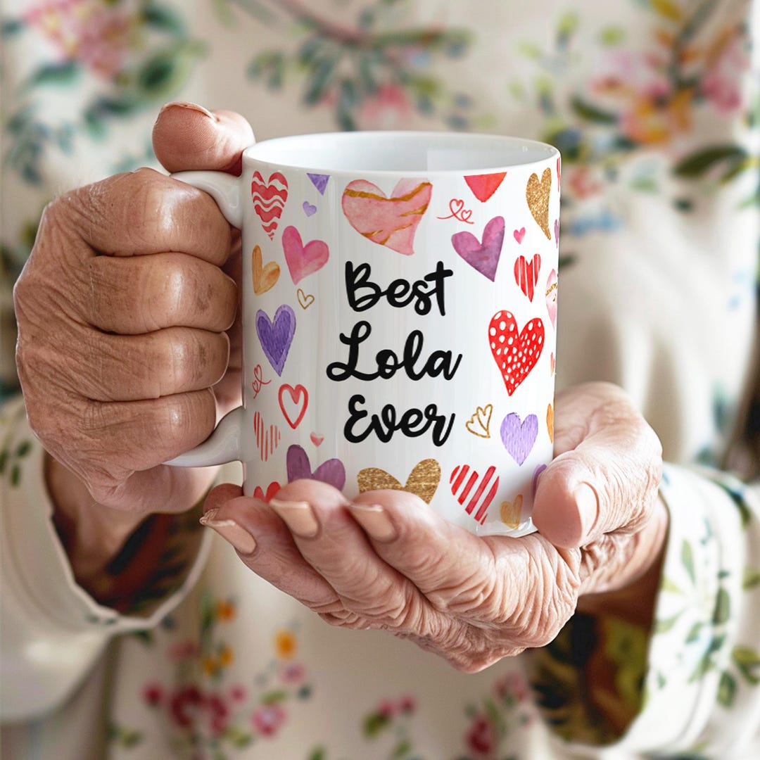 Best Lola Ever Mug, Filipino Grandma Gift, Ceramic Heart Cup, Mother's ...