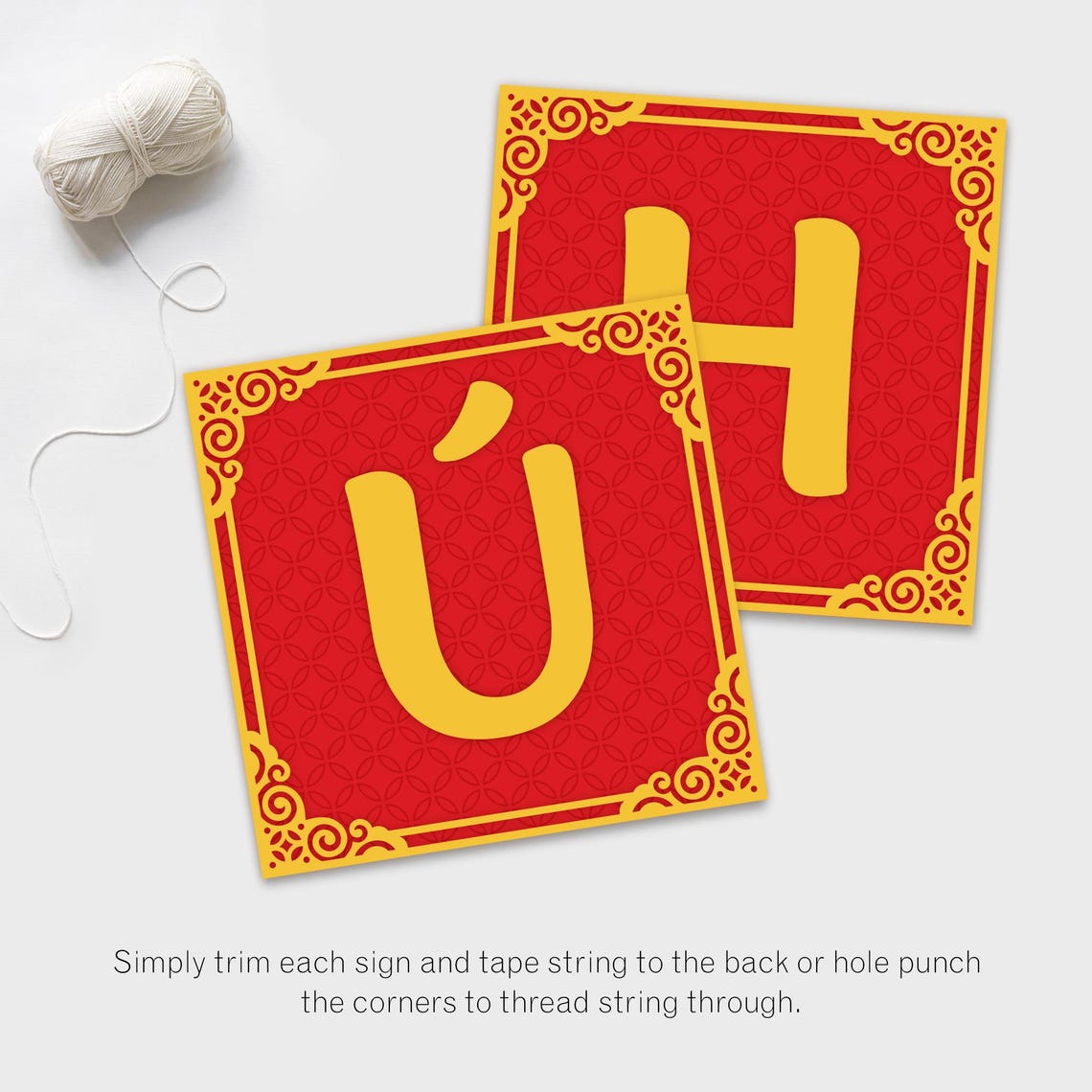 Vietnamese Birthday Banner, Chúc Mừng Sinh Nhật, Red Gold (digital ...