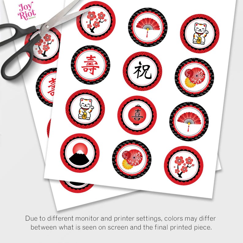 Japanese Birthday Banner and Cupcake Toppers, Cherry Blossoms (instant ...
