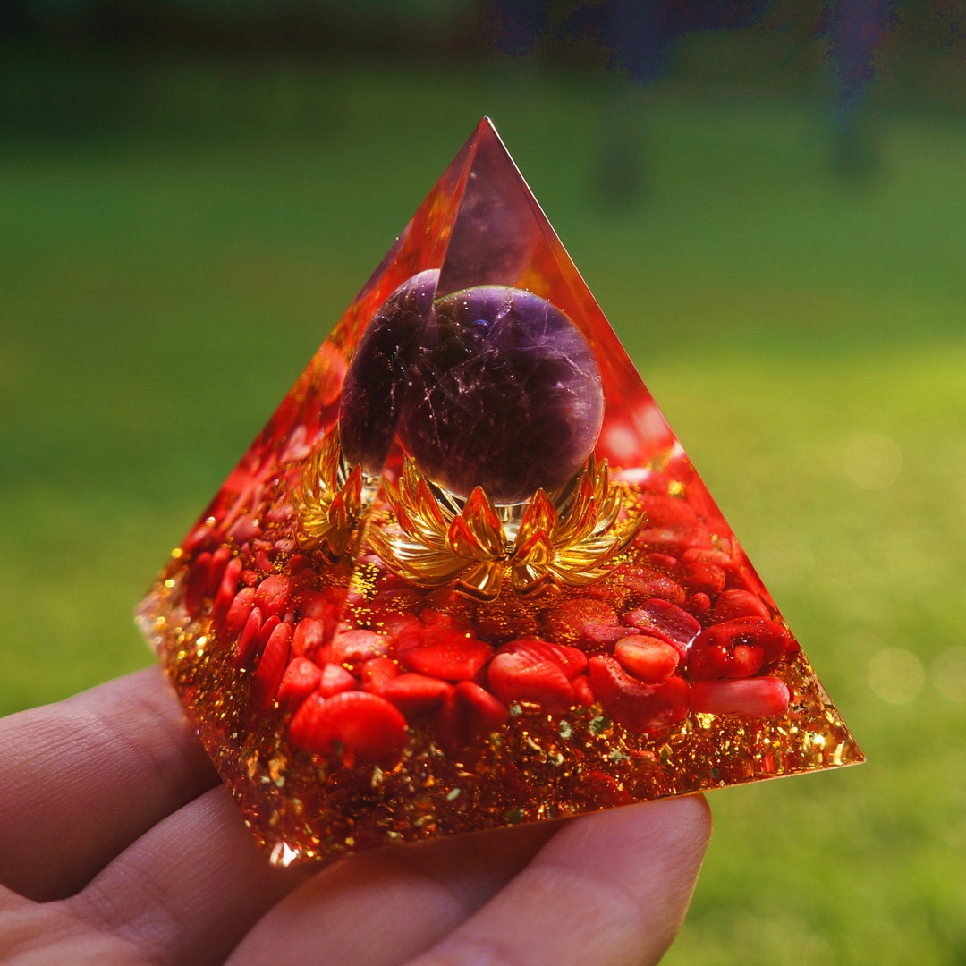 Flower of Life Amethyst Sphere Orgonite Pyramid Reiki Healing Meditation Orgone - Etsy