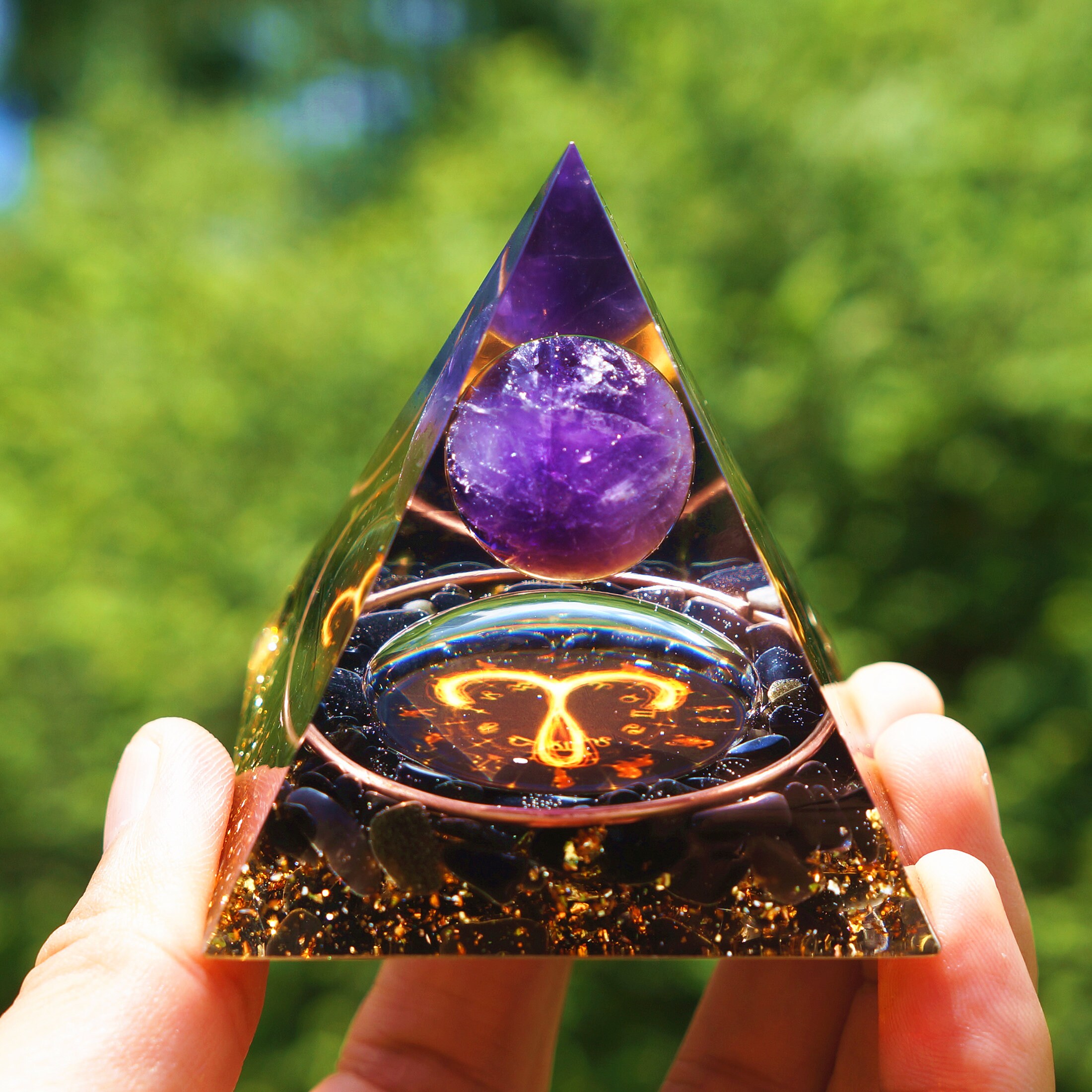 Magic Vision Aries Amethyst Sphere With Obsidian Orgonite - Etsy