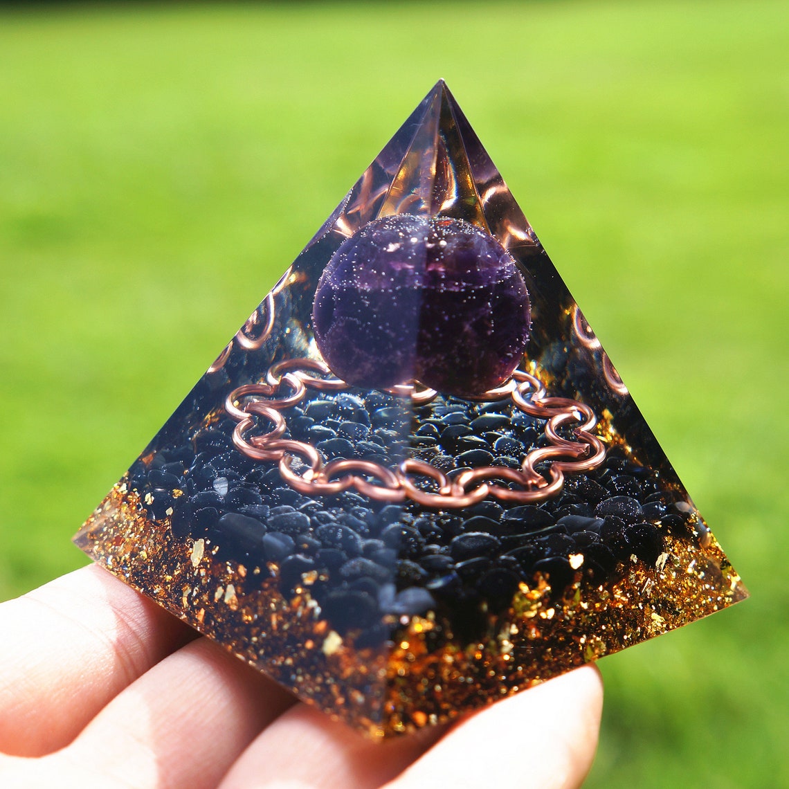 Luck Energy Vision Vision Amethyst Sphere With Obsidian - Etsy