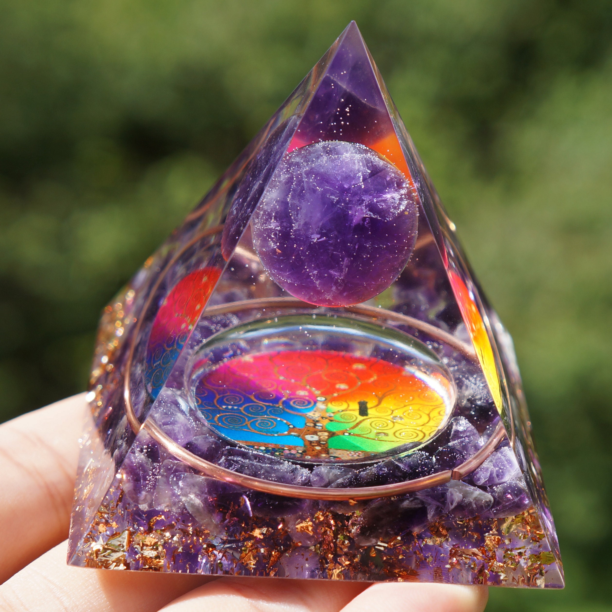 Tree of Life Amethyst Orgone Pyramid Energy Chakra Reiki - Etsy