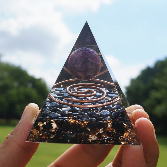 Infinity Symbols Amethyst Sphere With Obsidian Orgonite | Etsy