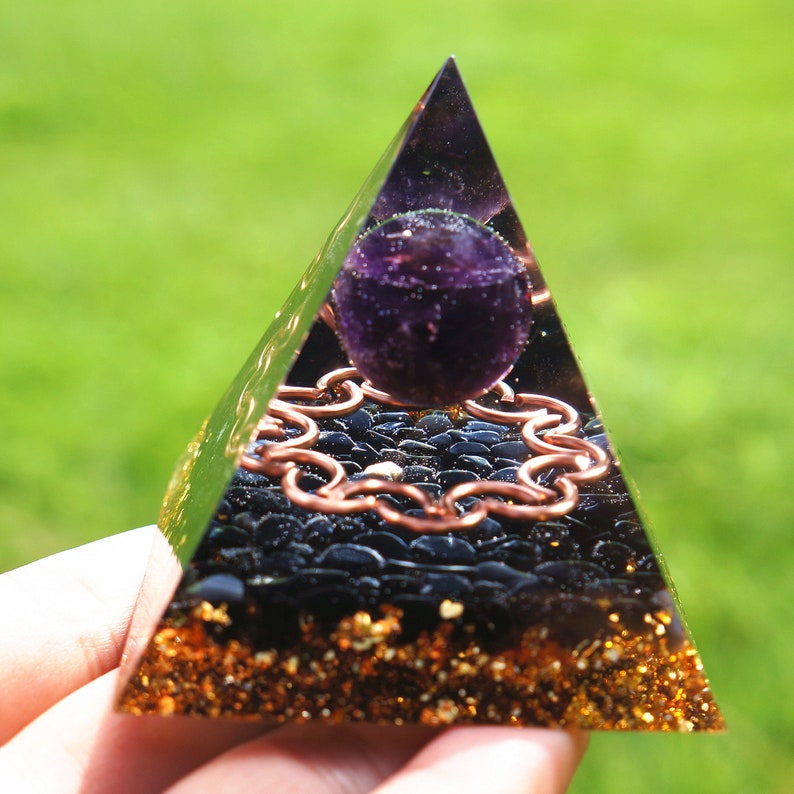 Luck Energy Vision Vision Amethyst Sphere With Obsidian - Etsy