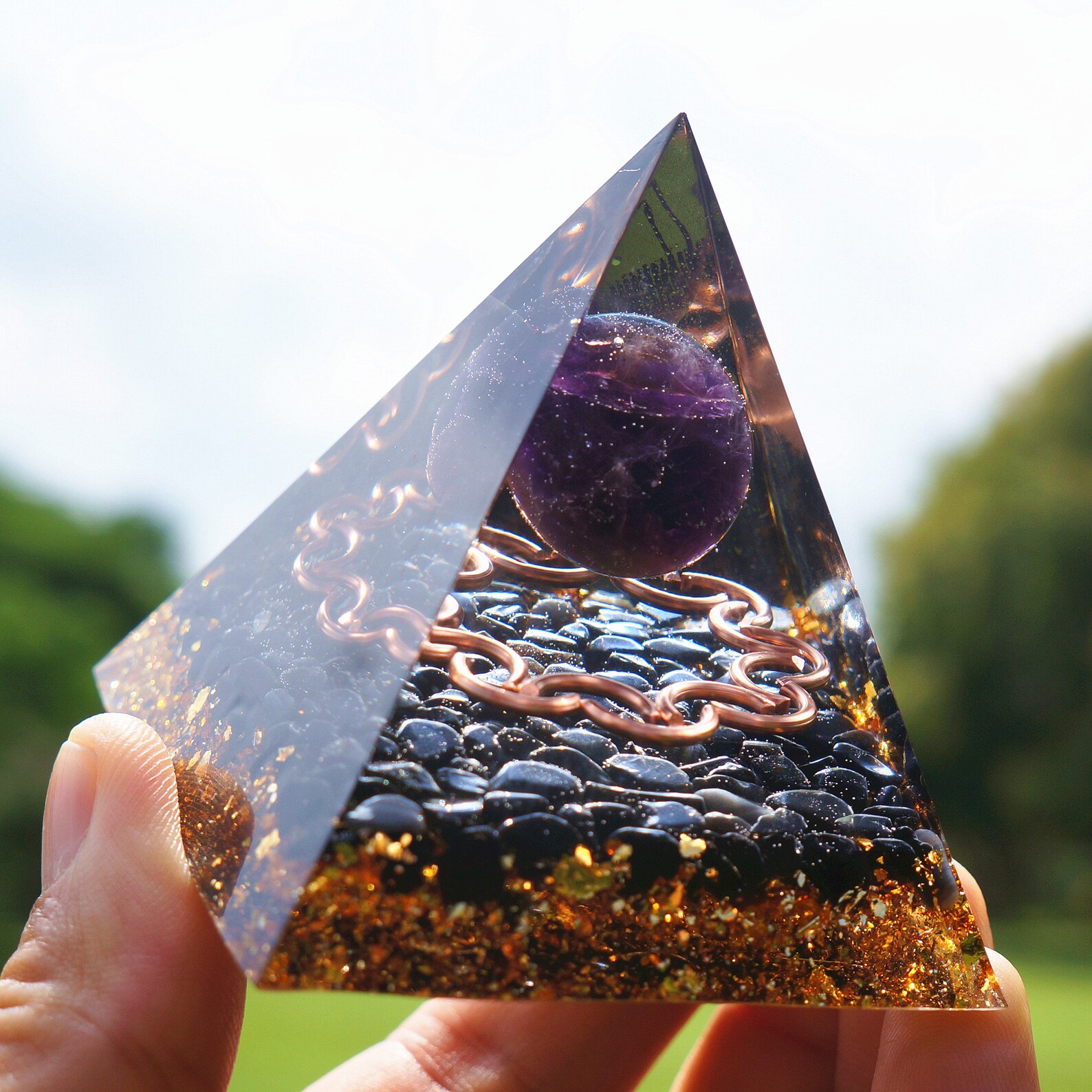 Luck Energy Vision Vision Amethyst Sphere With Obsidian - Etsy
