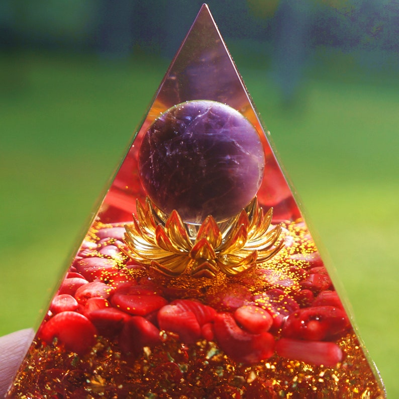 Flower of Life Amethyst Sphere Orgonite Pyramid Reiki Healing ...
