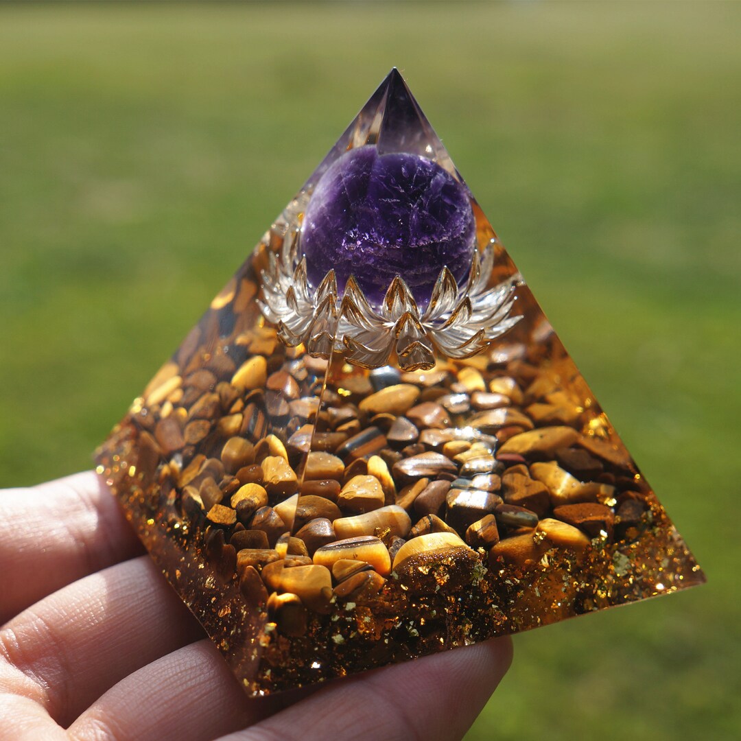 Flower of Life Orgone Pyramid, Reiki Healing Orgonite Pyramid ...
