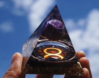 Tree of Life Amethyst Sphere With Obsidian Orgonite Pyramid, Reiki ...