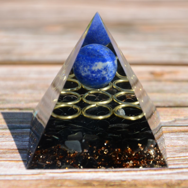 Lapis Lazuli Crystal Sphere Orgonite Pyramid Nine Copper Ring - Etsy