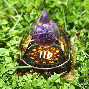 Magic Vision Virgo Amethyst Sphere With Obsidian Orgonite Pyramid ...