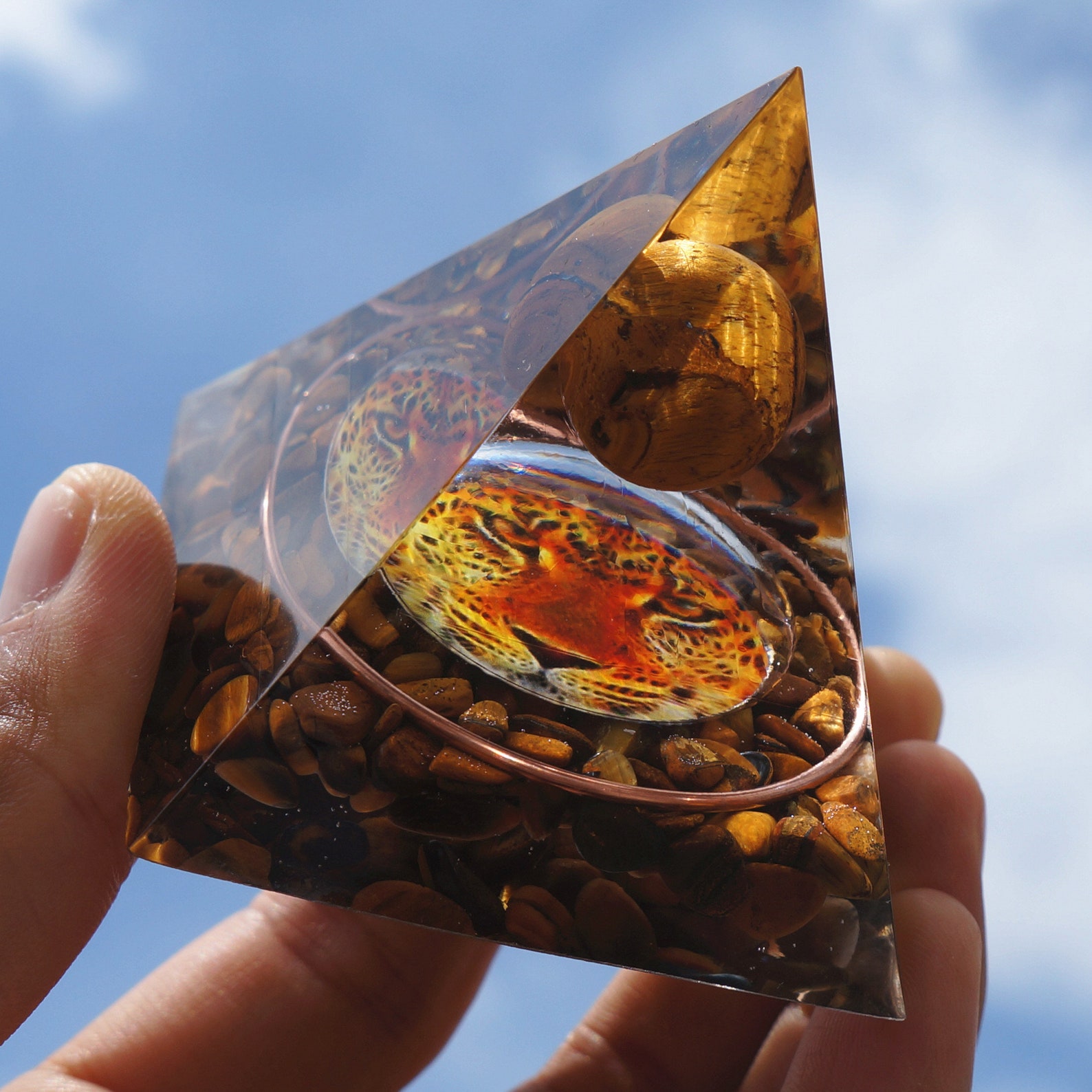 Tiger Element Symbols Tiger's Eye Crystal Orgone Pyramid - Etsy