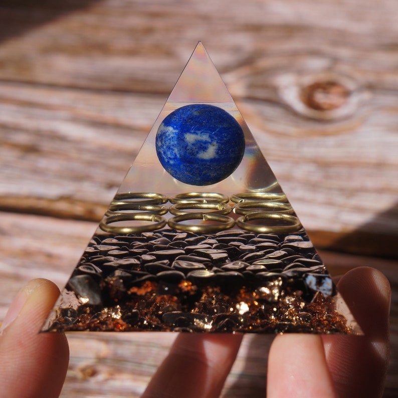 Lapis Lazuli Crystal Sphere Orgonite Pyramid Nine Copper Ring - Etsy