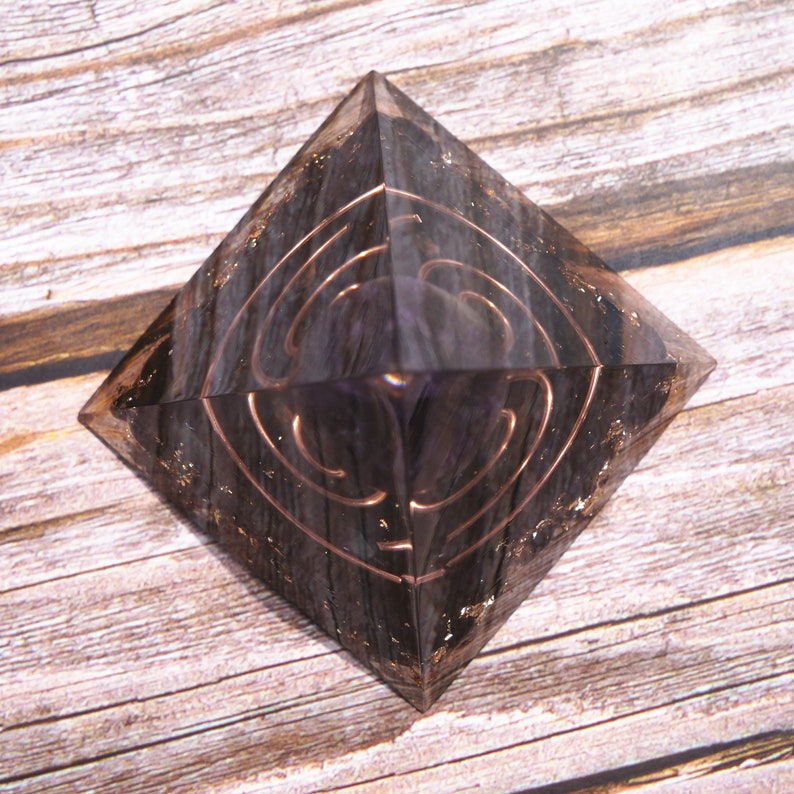 Infinity Symbols Amethyst Sphere With Obsidian Orgonite Pyramid, Reiki ...