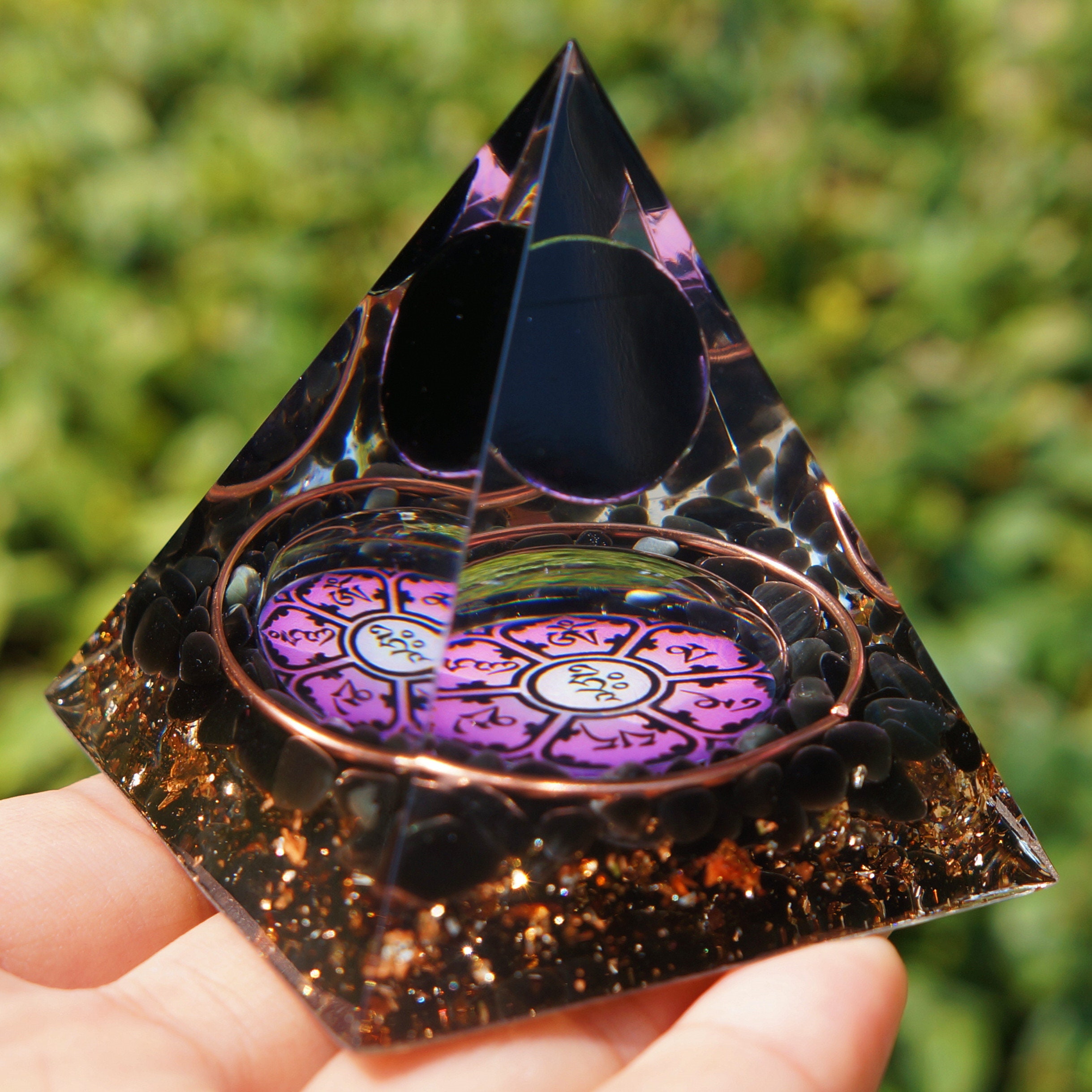 Yoga Symbols Series Obsidian Sphere With Obsidian Stones - Etsy