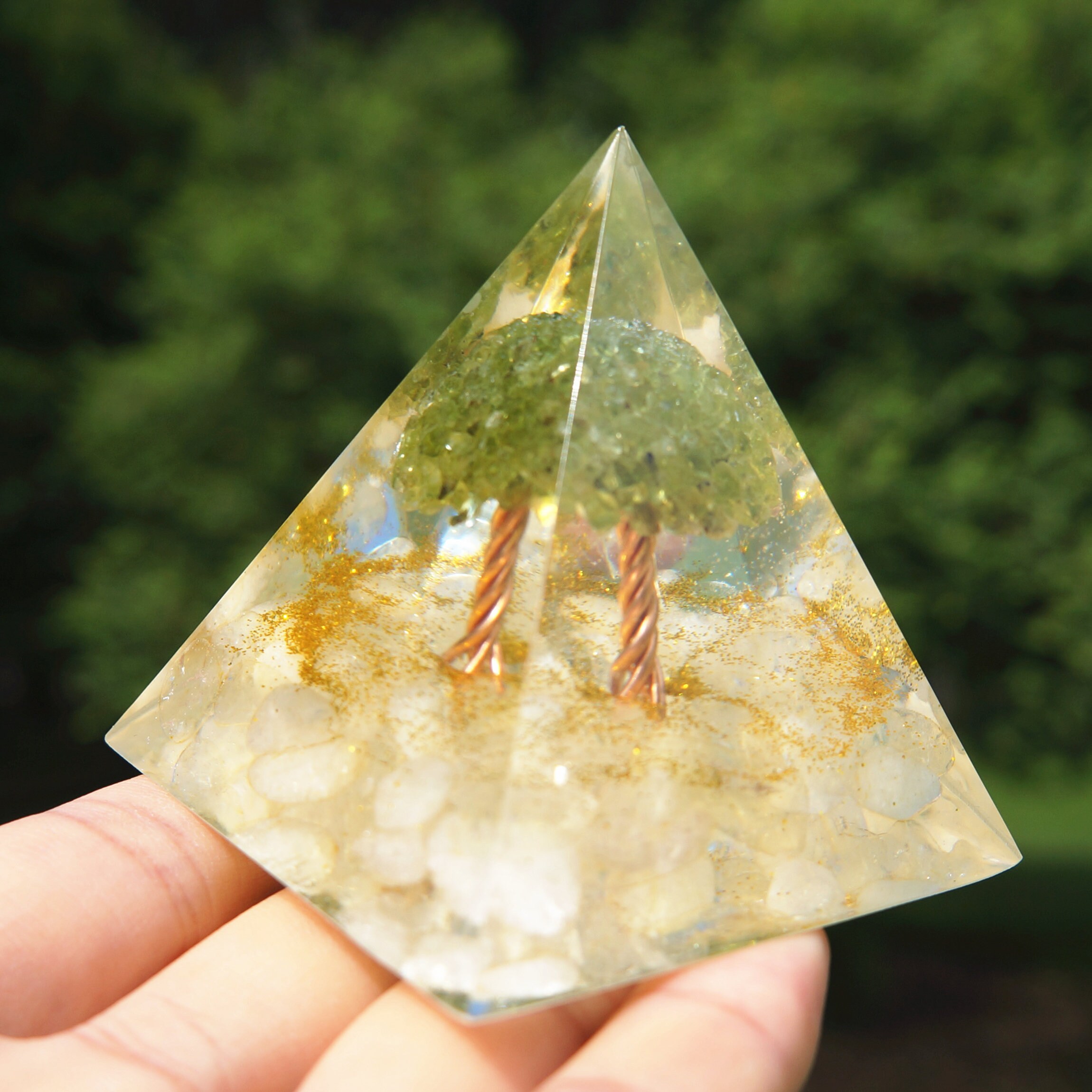 Crystal Tree of Life Peridot and Citrine Orgone Pyramid, Reiki Healing ...