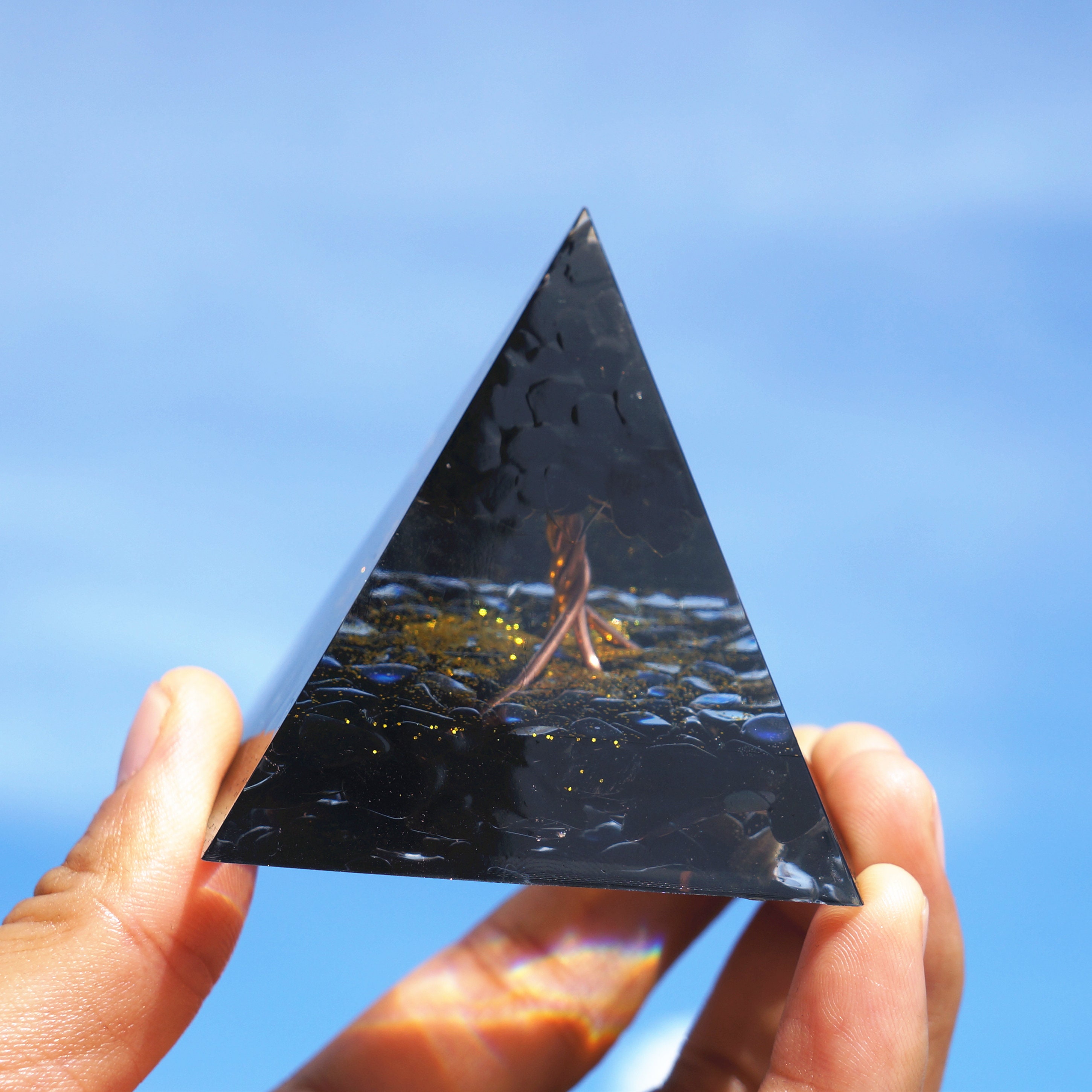 Tree of Life Obsidian Crystal Orgone Pyramid Reiki Healing - Etsy