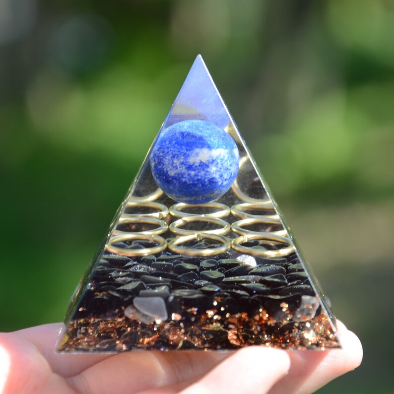 Lapis Lazuli Crystal Sphere Orgonite Pyramid Nine Copper Ring - Etsy