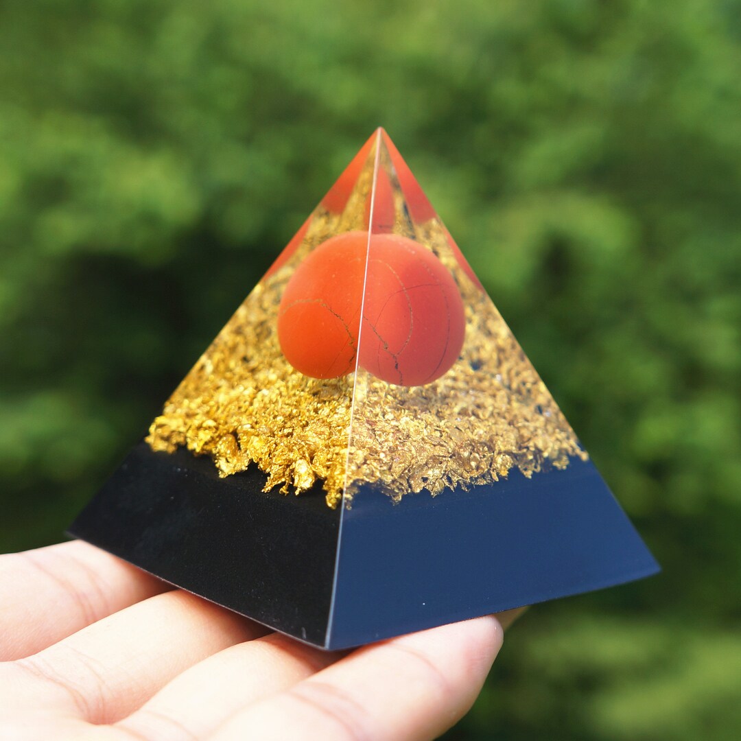 Chicken-blood Red Sphere With Shungite Layer Brass Orgonite - Etsy