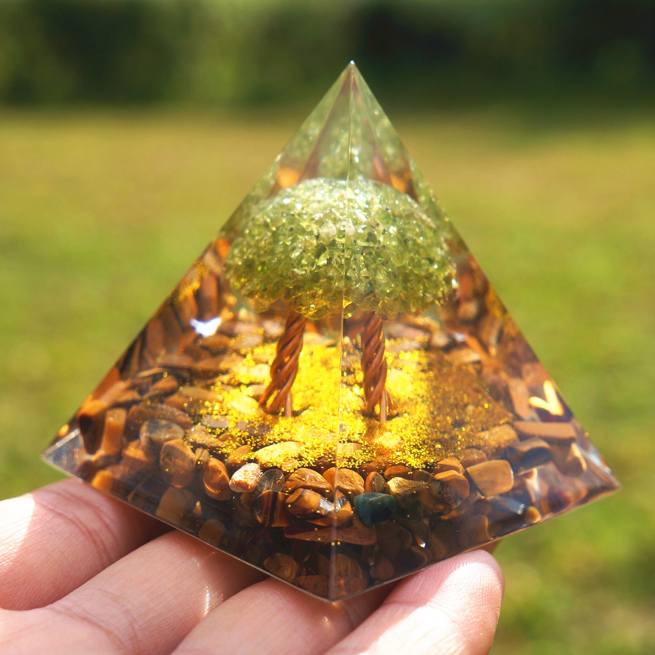 Tree of Life Peridot and Tiger's Eye Crystal Orgone - Etsy